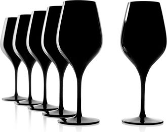 Stölzle Blind Tasting Glas schwarz Exquisit 6er-Set 350 ml - Elegante Weingläser aus Kristallglas ideal für Weinverkostungen von Rotweinen & Weißweinen - Spül