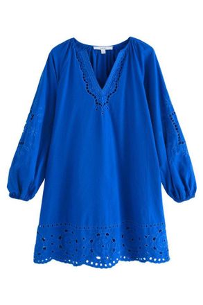 Next Minikleid Lang&auml;rmeliges Kleid mit Lochspitze (1-tlg)