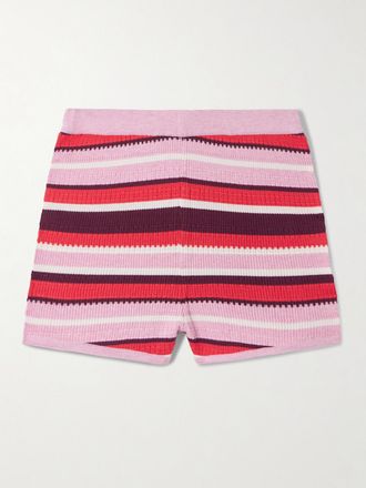 La DoubleJ Veneziana Gestreifte Shorts Aus Gerippter Baumwolle - Rot