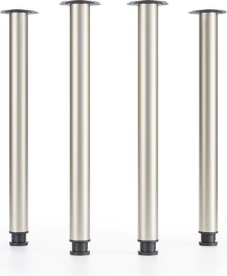 ATM Anthony Thomas Melillo 4X verstellbare tischbeine | Höhe 710 mm | Höhenverstellbar | Ø 60 mm | Schreibtischbeine Möbelbeine Tischfüße | Tragkraft bis 75Kg je Fuß (Satin)