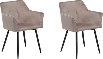 Beliani Beliani - Esszimmerstuhl 2er Set Taupe Samtstoff Metallbeine Retro-Stil