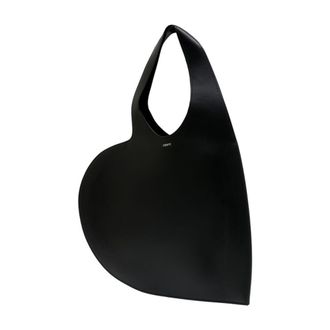 Coperni Womens Heart-Shaped Leather Shoulder Bag Black Calfskin