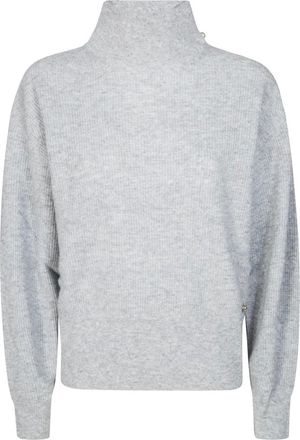 Liu Jo Femme, Pulls, Gris, Taille: 38 FR Maglia Lupetto Perle Collo