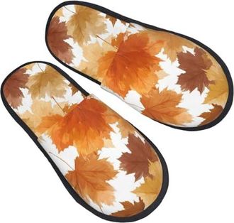 Generic Confortable Pantoufles en Feutre Feuilles d&eacute;rable jaunes, feuilles dautomne Chaussures de Maison Classiques Chaussons en Peluche pour Hiver Int&eacute;rieur 
