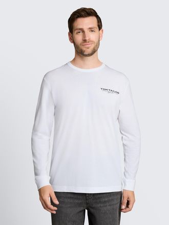 Tom Tailor Langarmshirt TOM TAILOR, Herren, Gr. XXL, wei&szlig;, Single Jersey, Obermaterial: 100% Baumwolle, bedruckt, regular fit h&uuml;ftbedeckend, Rundhals, abgesteppt