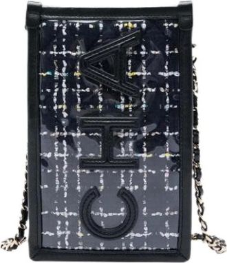 Chanel Sac bandouli&egrave;re en tweed recouvert de PVC pr&eacute;-poss&eacute;d&eacute; - Femme - Pre-owned - Noir - Taille: ONE Size