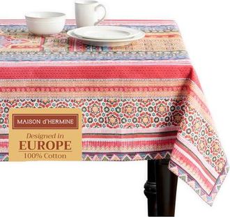 Maison d'Hermine Maison dHermine &laquo;Ispahan&raquo; Nappe 100 % coton, d&eacute;corative, lavable, pour la f&ecirc;te des m&egrave;res, repas, mariages, printemps/&eacute;t&eacute;, 140 x 180 cm