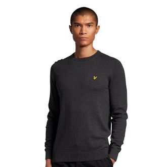 Lyle & Scott Strickpullover Herren mit C-Ausschnitt grau - EIN modischer klassischer Herren Pullover aus Einer Woll-Baumwollmischung f&uuml;r W&auml;rme und Komfort, in den 