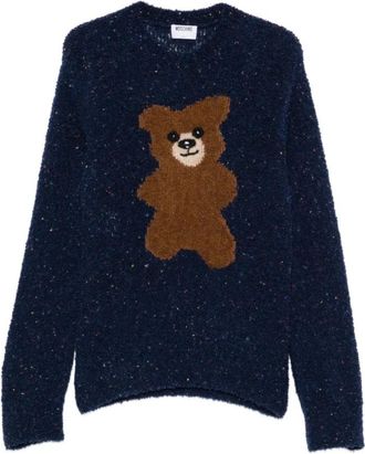 Moschino Homme, Pulls, Bleu, Taille: M Pull en Laine Boucl&eacute;e Teddy Bear