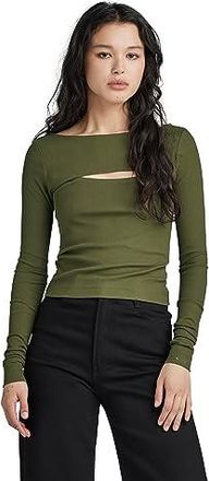 G-Star G-Star Femme Top Cut-Out Slim Boatneck, Vert (dark olive D23811-D493-C744), S