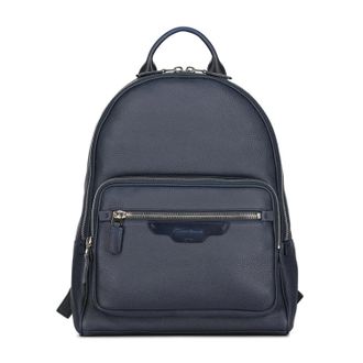 Santoni Rucks&auml;cke - Rucksack aus Leder - Gr. unisize - in Blau - f&uuml;r Damen