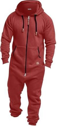 Generic Combinaison Pyjama Homme Polaire Grenouillere Homme Combi Pyjama Onesie Tout en Un Chaud en Polaire Onesie Rompe Jumpsuit Zipp&eacute; Sleepwear Ample Pyjama