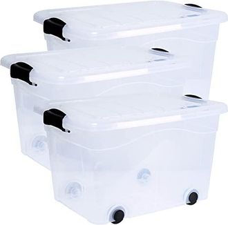 Siena Home Aufbewahrungsbox 40l 3 er Set Anzio mit Rollen