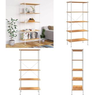 vidaXL Regal mit 5 B&ouml;den Wei&szlig; und Eiche-Optik 80x40x163 cm - B&uuml;cherregal - Regal - Wohnraumorganisation - Aufbewahrungsl&ouml;sung - Stehregal - Home & Living