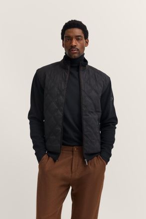 Bugatti Herren-Sweatjacke mit Rautensteppung und Stehkragen - Dunkelgrau