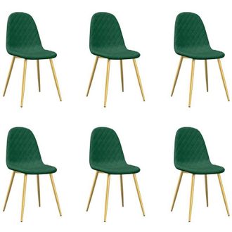 vidaXL Vidaxl - Chaises &agrave; manger lot de 6 vert fonc&eacute; velours