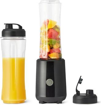 Amazon Basics Blender Portable pour Smoothies avec 2 Verres de Voyage, 600ml, 300W, Noir