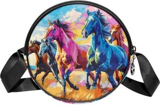 Generic Petit sac &agrave; bandouli&egrave;re circulaire pour femme, petit sac &agrave; bandouli&egrave;re avec fermeture &eacute;clair, bretelles r&eacute;glables, sac &agrave; main rond d&eacute;contract&eacute; pour fe