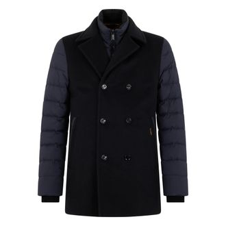 Moorer Gereifte Jacke mit gepolsterten &Auml;rmeln im Doppelreiher-Stil - - Coats - Herren - Blau - M