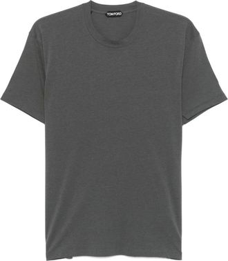 Tom Ford Homme, Tops, Gris, Taille: 3XL T-Shirt Col Rond en Coton Lyocell