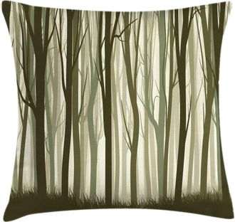 Abakuhaus Wald Kissenbezug, Mutter Natur Wald, Klöppelkissenhüllen mit Beidseitigen Druck Farbfest Waschbar und Reißverschluß, 45 x 45 cm, Armeegrün Salbeigrün