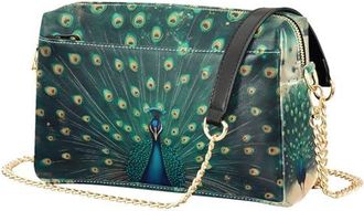 Mnsruu Sacs à bandoulière pour femme, motif paon B, sacs à bandoulière en cuir, sac à main