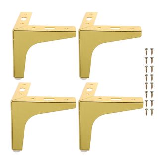 DOITOOL 4 St&uuml;ck Dreieckige Metall M&ouml;belf&uuml;&szlig;e 10cm H&ouml;he Robuste Schrank und Sofabeine in Gold mit Montagematerial Universelle Ersatzf&uuml;&szlig;e f&uuml;r Couchtische Kommode