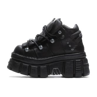 New Rock Schwarze Lederturmschuhe - - Shoes - Damen - Schwarzk - 40 EU