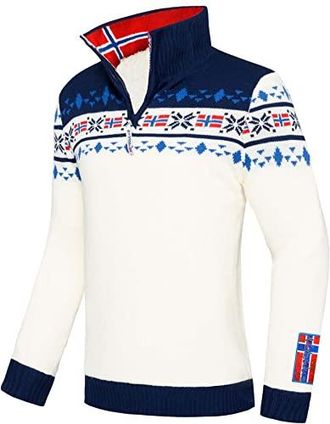 Nebulus Tricot norvégien Steen pour homme, Blanc cassé/bleu marine, XL