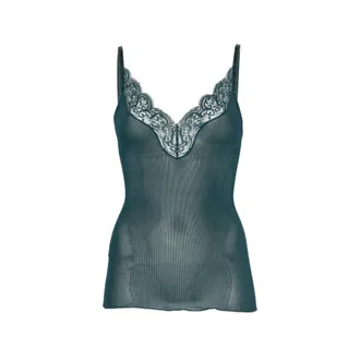 Saint Laurent Lace-trim Ribbed Camisole Top