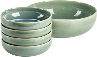 M&auml;ser Serie Elina Uno, Modernes 5-teiliges Bowl Set aus Keramik mit unregelm&auml;&szlig;iger Effektglasur, 1 Sch&uuml;ssel gro&szlig; und 6 Schalen f&uuml;r Salat, M&uuml;sli, oder Suppe,
