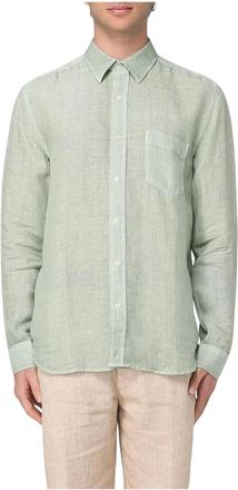 120% Lino Homme, Chemises, Vert, Taille: 2XL Chemise Casual &agrave; Manches Longues en Lin Bleu