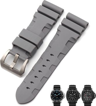 Generic 24-mm-Uhrenarmband aus Naturkautschuk für Submersible Luminor PAM, Schwarz, Blau, Rot, Orange, Schmetterlingsverschluss