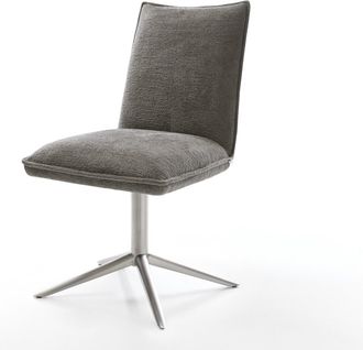 DELIFE Drehstuhl Lelio-Flex Boucl&eacute; Soft Schlamm Fu&szlig;kreuz Edelstahl 360&deg; drehbar Wippfunktion Taschenfederkern, Esszimmerst&uuml;hle