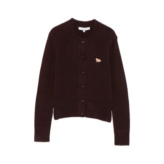 Maison Kitsun&eacute; Femme, Pulls, Violet, Taille: 40 FR Cardigan B&eacute;b&eacute; Renard Ajust&eacute;
