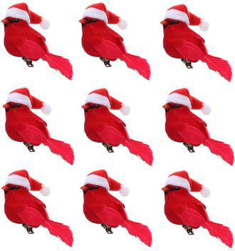 Milisten Weihnachtsbaumschmuck V&ouml;gel Rot 4X3.5X10Cm K&uuml;nstliche Deko-V&ouml;gel Mit Clip Miniatur Vogel Anh&auml;nger Saisonale Weihnachtsdeko F&uuml;r Baum Fenster Party