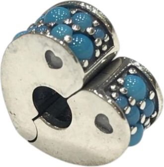 Pandora Blauer Pav&eacute; Herz Clip Charm - - Accessories - Damen - Blau - ONE SIZE