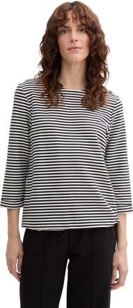 Tom Tailor Damen 1045536 T-Shirt, 37370 - Offwhite Navy Regular Stripe, XL EU
