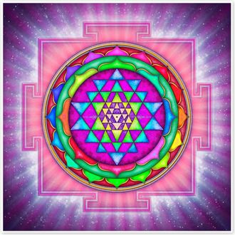 Posterlounge Strahlendes Sri Yantra Mandala Poster von Dirk Czarnota 50 x 50 cm Wandbilder Wanddeko