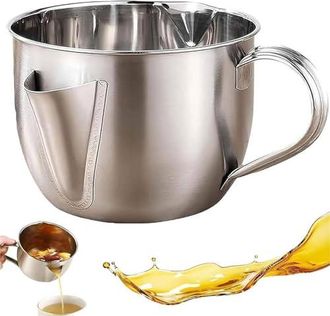 Generic S&eacute;parateur de graisse avec design &agrave; double bec verseur en acier inoxydable pour sauce et sauce, gadget de cuisine r&eacute;utilisable pour bouillon, soupe, r