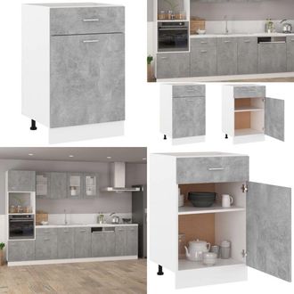 vidaXL Armoire de plancher à tiroir Gris béton Bois dingénierie - Meuble De Cuisine - Armoire De Cuisine - Rangement Cuisine - Armoire à Tiroir - Meuble