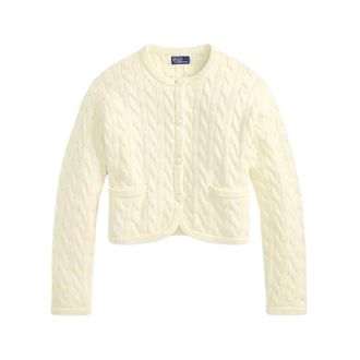 Polo Ralph Lauren Strickjacke aus Baumwollmischung mit Zopfmuster - - Knitwear - Damen - Wei&szlig; - S