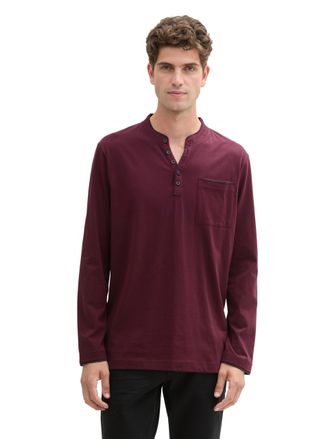 Tom Tailor Tom Tailor Herren Serafino Longsleeve mit Brusttasche, 10341 - Gipsy Purple, M