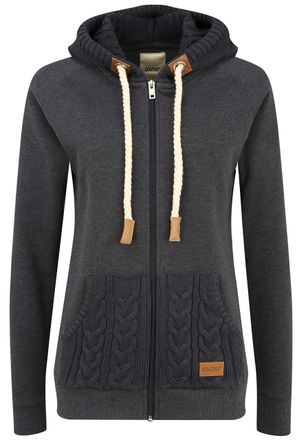 Oxmo OXMatilda Damen Sweatjacke Kapuzenjacke Hoodie mit Kapuze K&auml;ngurutasche Baumwollmischung Regular fit, Gr&ouml;&szlig;e:XS, Farbe:DAR Grey M (798288)