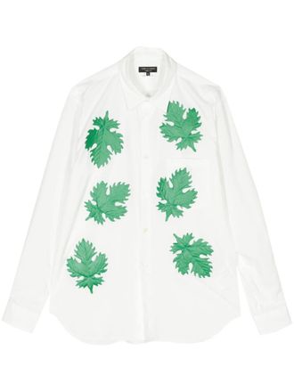 Comme Des Garçons chemise à appliqué feuilles - Blanc
