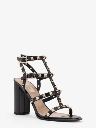 Valentino Garavani Womens Leather Sandals Rockstud Black