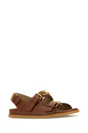 Valentino Garavani Womens Vlogo Sandal Brown Leather