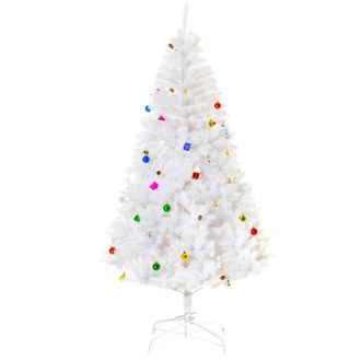 HOMCOM K&uuml;nstlicher Weihnachtsbaum 180 cm k&uuml;nstlich Tannenbaum mit Kugeln, Glocken, Trommeln, Geschenkboxen, Christbaum mit 930 Spitzen, 12 Tannenzapfen Weihn
