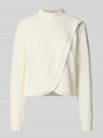 Apricot Strickpullover mit Woll-Anteil in Wickel-Optik