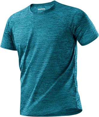 Magcomsen Funktionsshirt Herren Sportshirt Kurzarm Trainingsshirt Atmungsaktiv Laufshirt Wandershirt M&auml;nner Regular Fit Fitness Shirts Funktionsshirt Pfauenblau